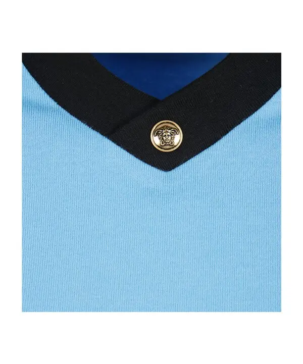 Versace V-neck T-shirt With Gold Emblem