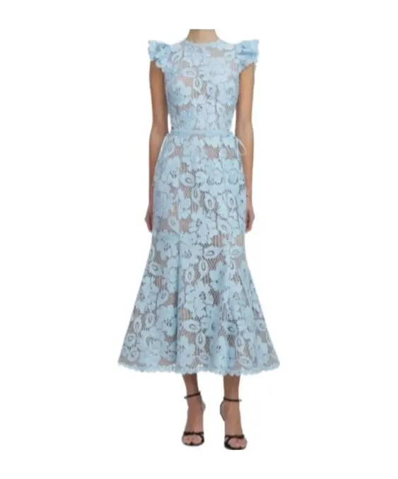 SELF-PORTRAIT Floral Embroidered Midi Dress