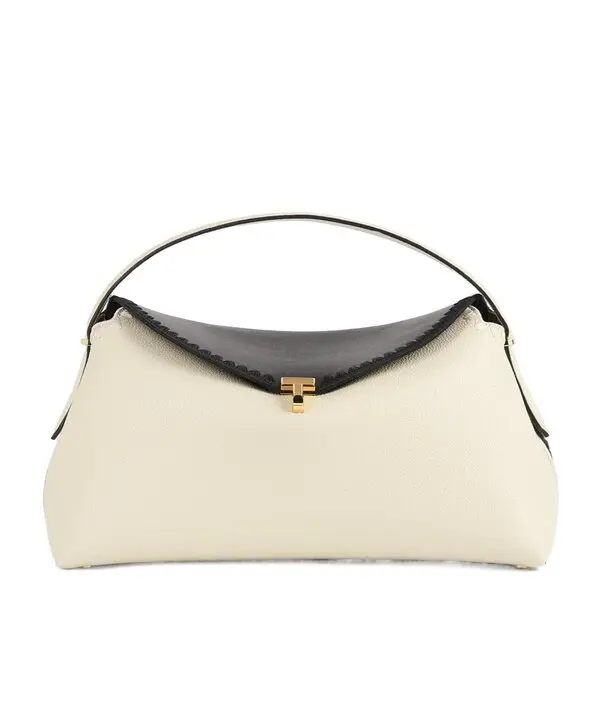 TOTEME T-lock Embroidered Two-toned Shoulder Bag - Black/milk