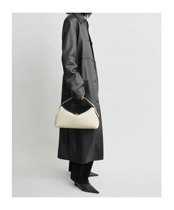 TOTEME T-lock Embroidered Two-toned Shoulder Bag - Black/milk