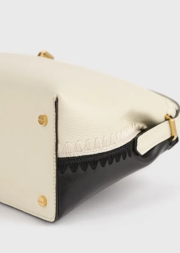 TOTEME T-lock Embroidered Two-toned Shoulder Bag - Black/milk