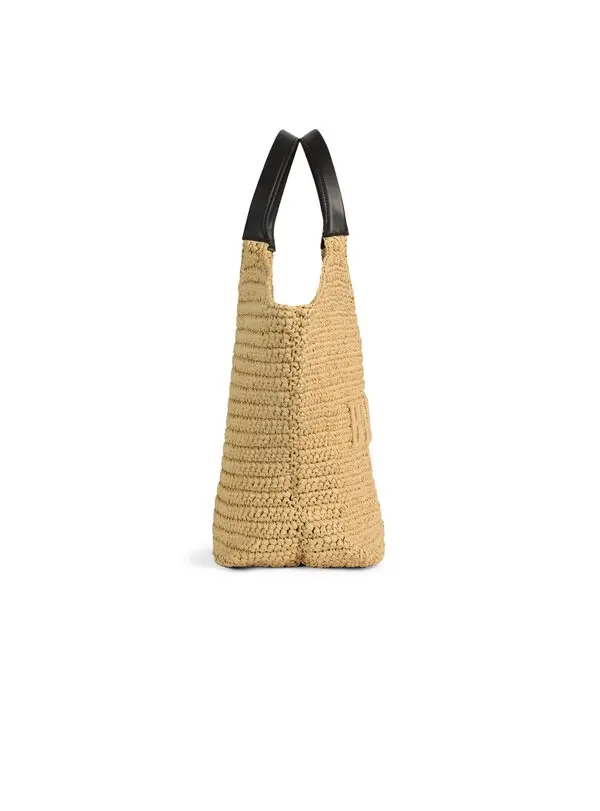 Balmain Logo Raffia Tote Bag - Beige