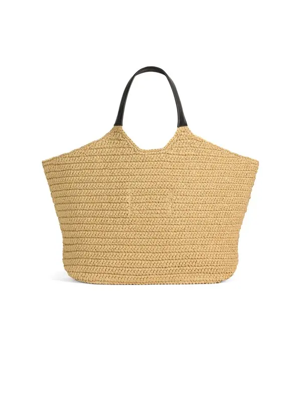 Balmain Logo Raffia Tote Bag - Beige