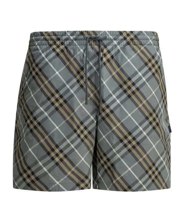 Burberry Checked Swim Shorts - Blue