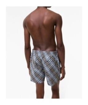 Burberry Checked Swim Shorts - Blue
