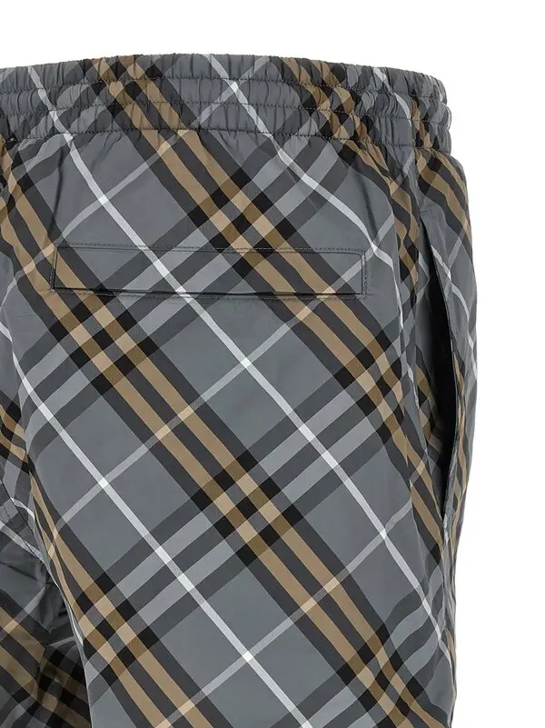 Burberry Checked Swim Shorts - Blue