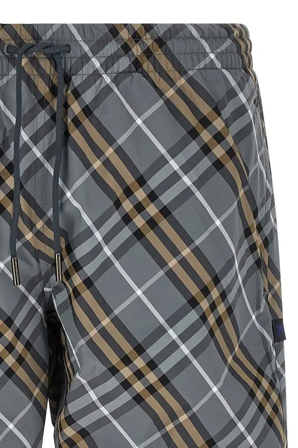 Burberry Checked Swim Shorts - Blue