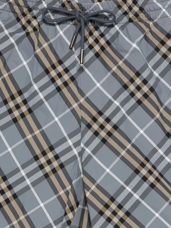 Burberry Checked Swim Shorts - Blue