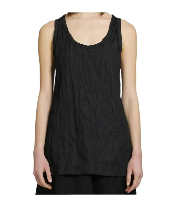 TOTEME Sleeveless Crinkled Tank Top - Black