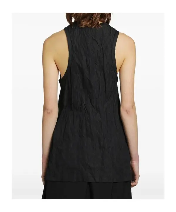 TOTEME Sleeveless Crinkled Tank Top - Black