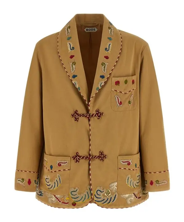 BODE Embroidered Smoking Jacket - Brown