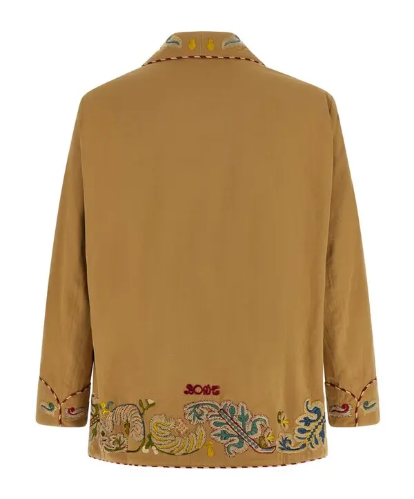 BODE Embroidered Smoking Jacket - Brown