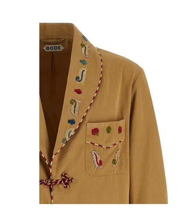BODE Embroidered Smoking Jacket - Brown