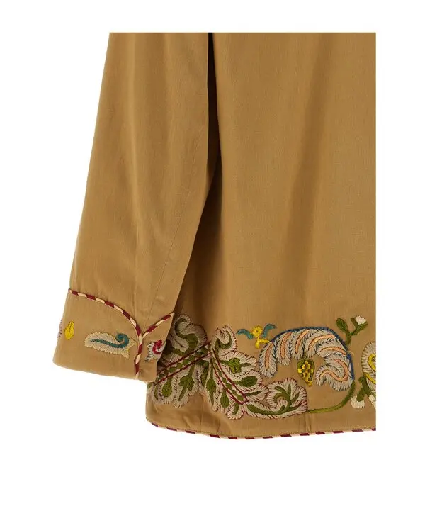 BODE Embroidered Smoking Jacket - Brown