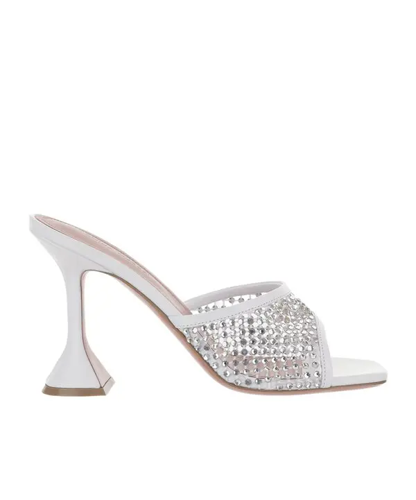 Amina Muaddi Lupita Crystal Mesh High-heeled Sandals - White