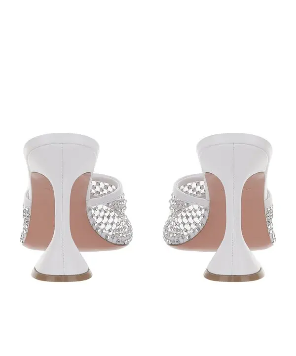 Amina Muaddi Lupita Crystal Mesh High-heeled Sandals - White