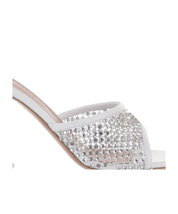 Amina Muaddi Lupita Crystal Mesh High-heeled Sandals - White