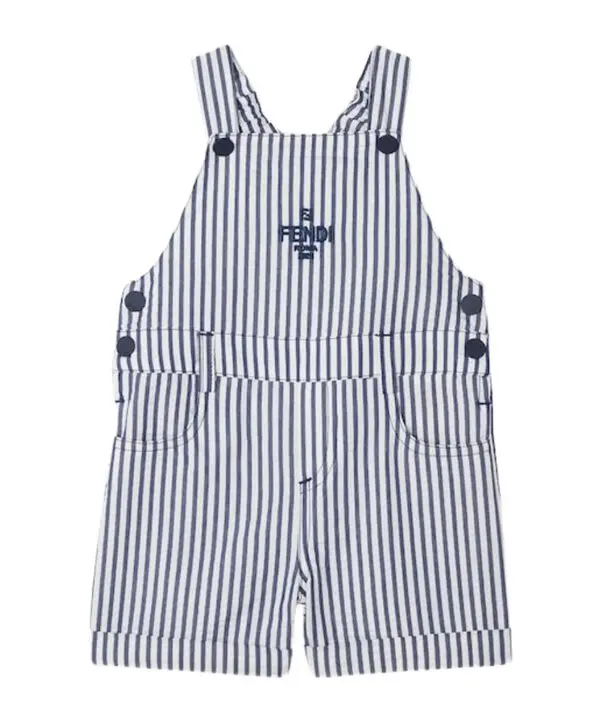 Fendi Striped Dungarees With Logo Detail