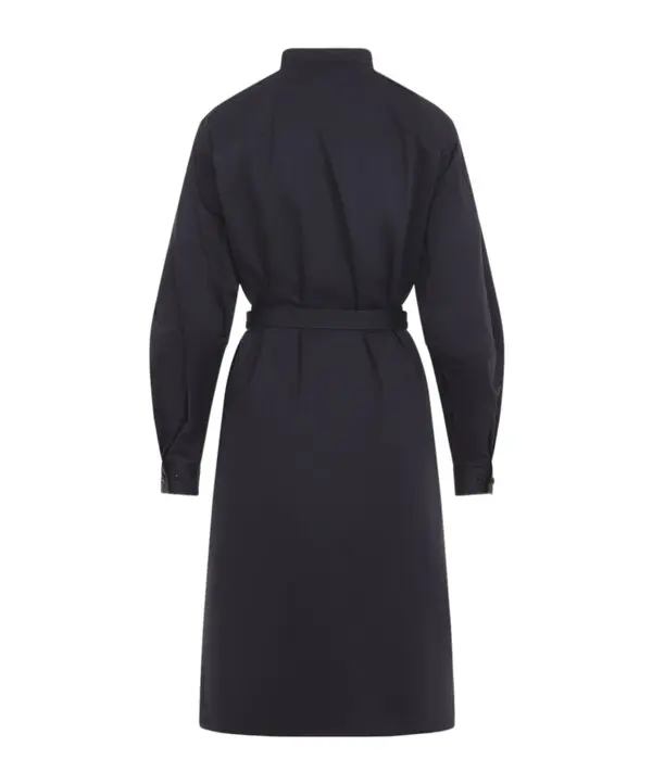 LEMAIRE Belted Cotton Satin Shirt Dress - Dark Blue