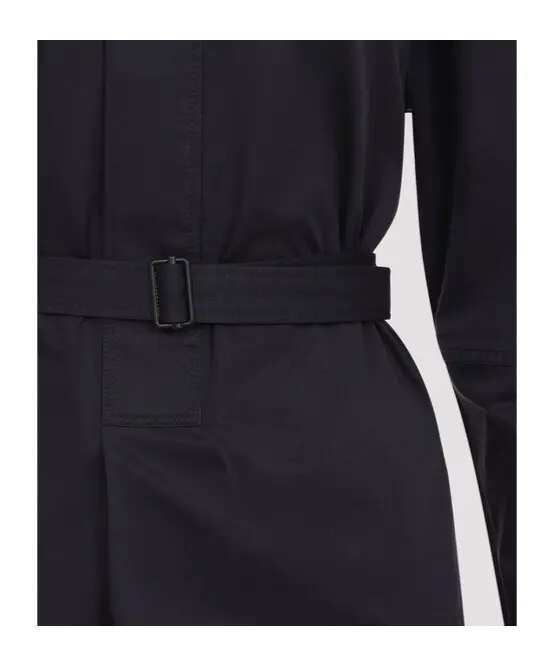 LEMAIRE Belted Cotton Satin Shirt Dress - Dark Blue
