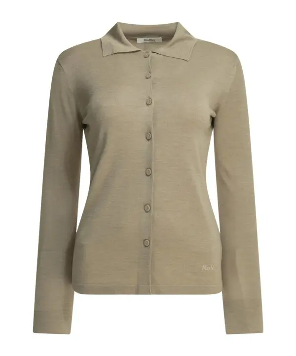 Max Mara Fine Knit Polo Cardigan - Beige