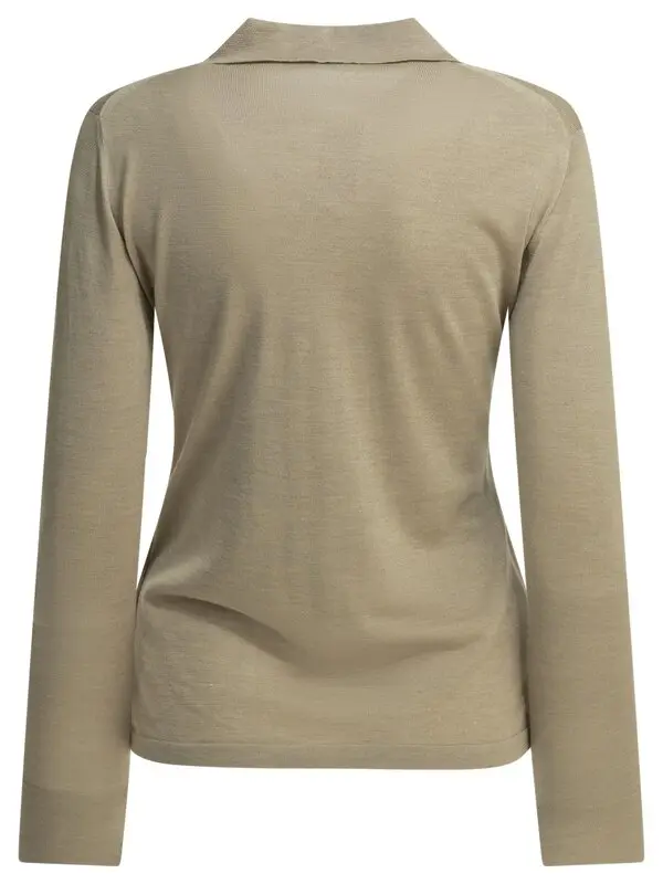 Max Mara Fine Knit Polo Cardigan - Beige