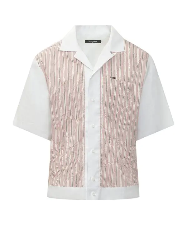 Dsquared2 Striped Panel Bowling Shirt - Pink