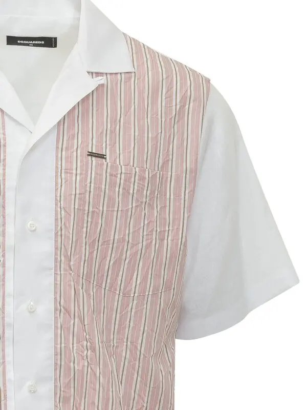 Dsquared2 Striped Panel Bowling Shirt - Pink