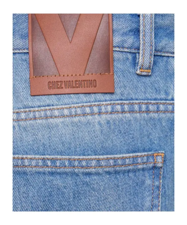 Valentino Garavani Embroidered High Rise Straight Jeans