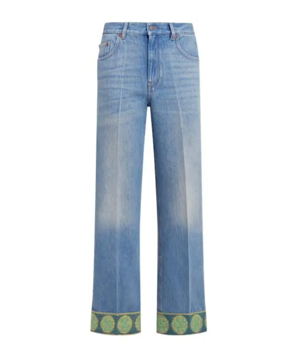 Valentino Garavani Embroidered High Rise Straight Jeans - No