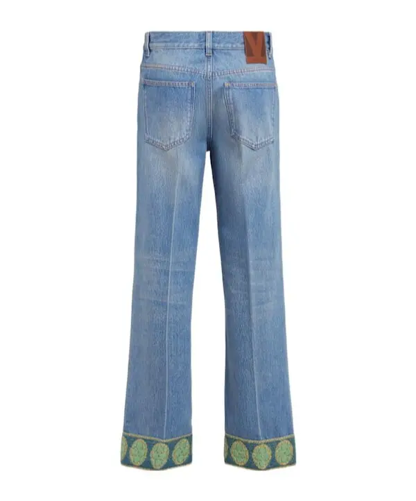 Valentino Garavani Embroidered High Rise Straight Jeans