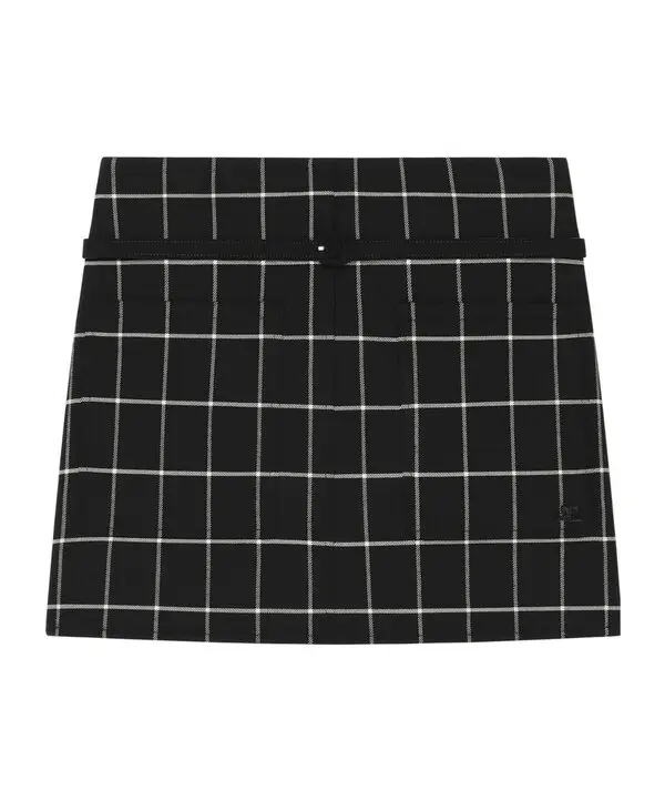 COURREGES Plaid Mini Skirt With Belted Waist