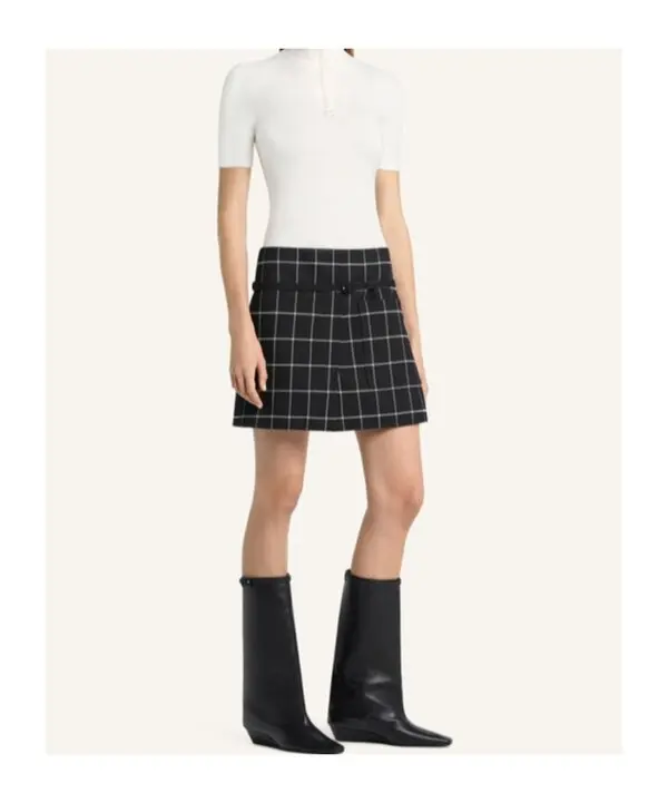 COURREGES Plaid Mini Skirt With Belted Waist