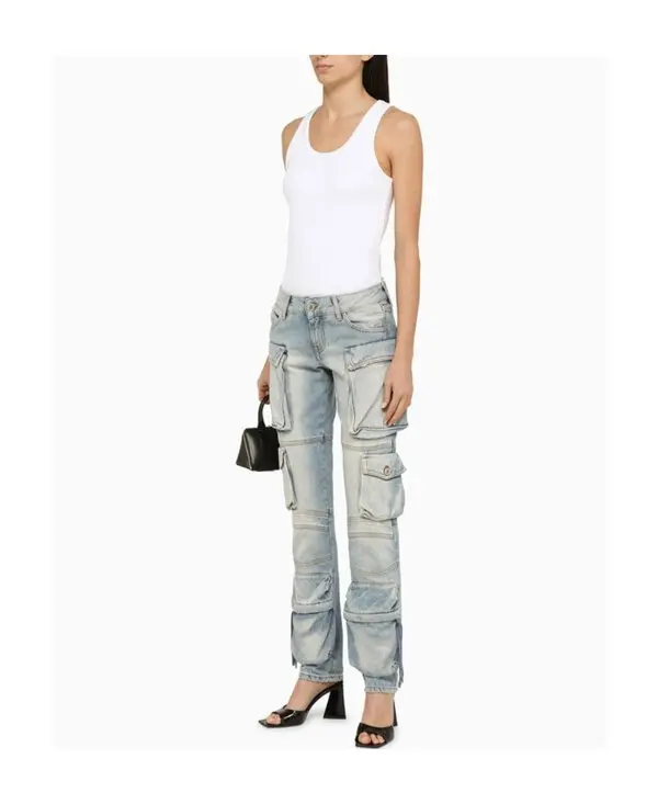 Attico Essie Low-rise Cargo Jeans - Gray