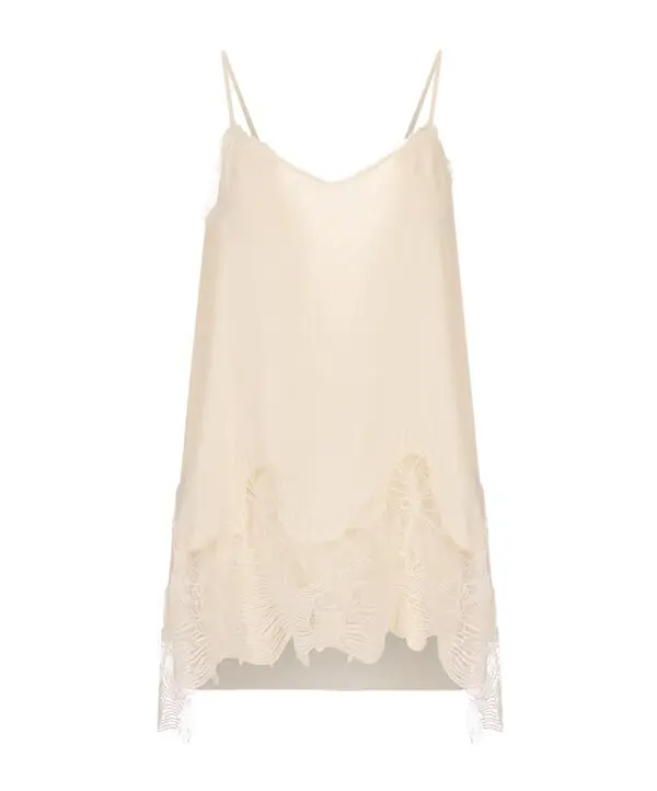 Fabiana Filippi Sleeveless V-neck Lace Trim Top - Nude