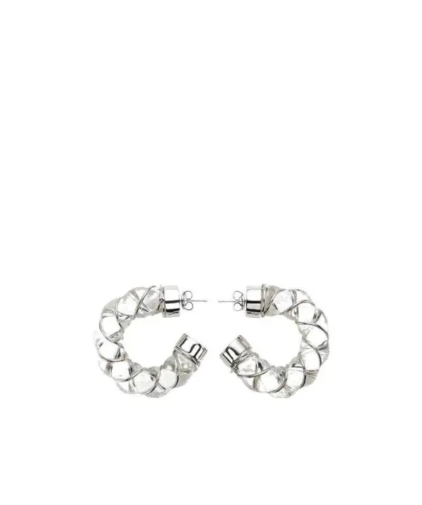 Bottega Veneta Twisted Hoop Earrings - White