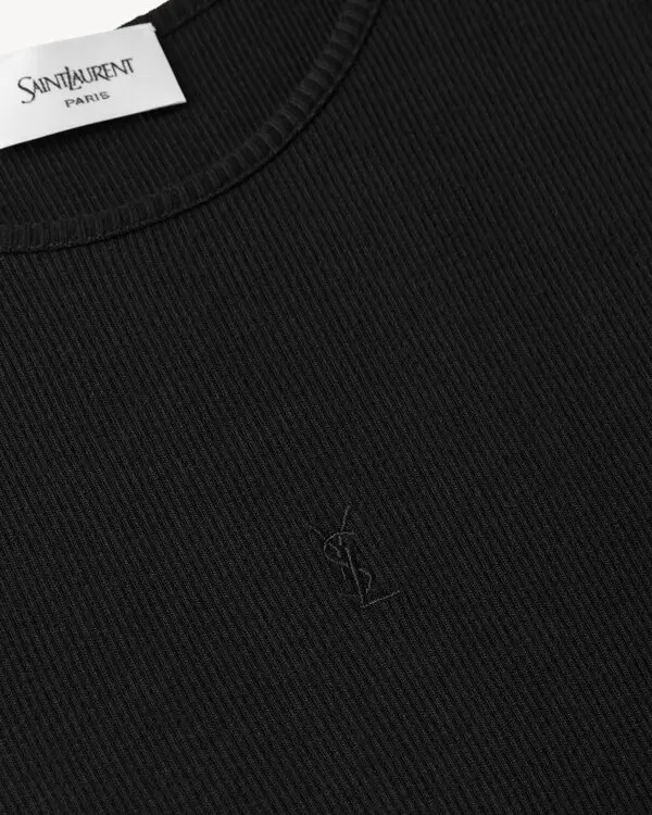 Saint Laurent Ribbed Knit Dress With Round Neck