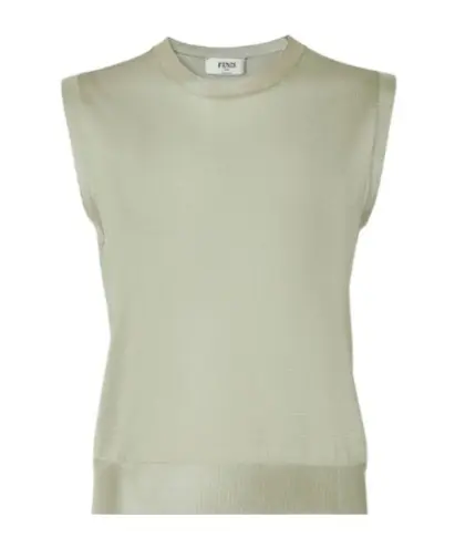 Fendi Sleeveless Ribbed Trim Top - Green