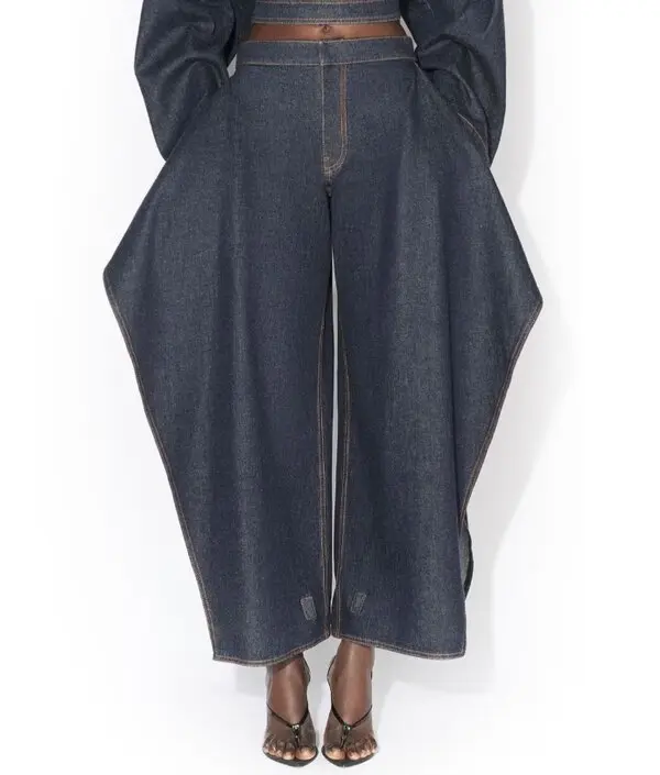Alaïa Ruffled Wide-leg Jeans - Black