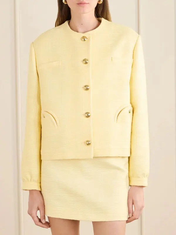 BLAZÉ MILANO Cotton-blend Cropped Jacket With Padded Shoulders