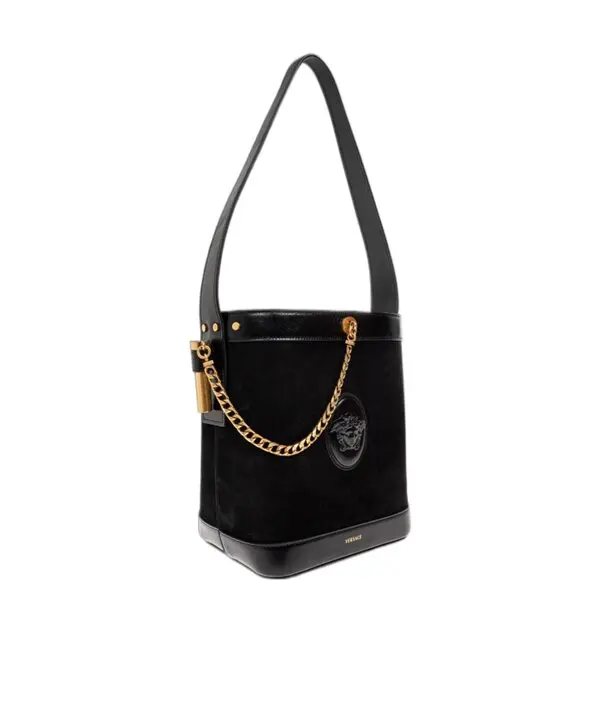 Versace Pivot Small Bucket Bag - Black