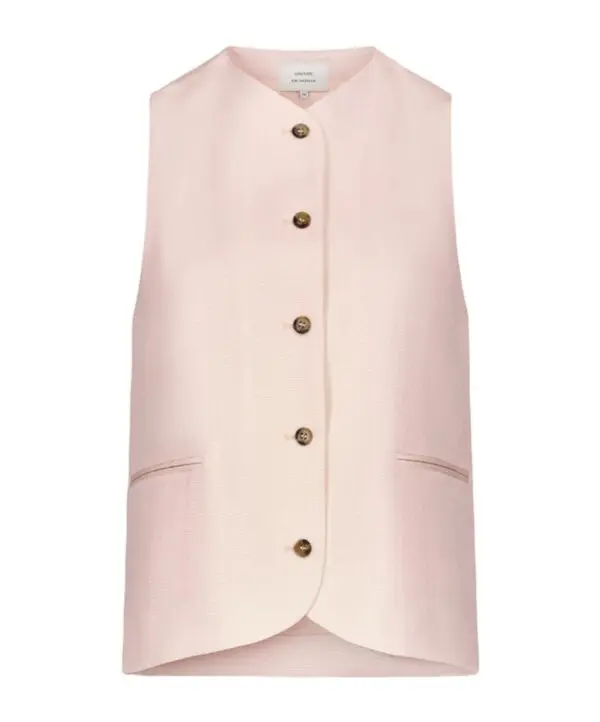 Loulou De Saison Button Welt Pocket Waistcoat - Pink