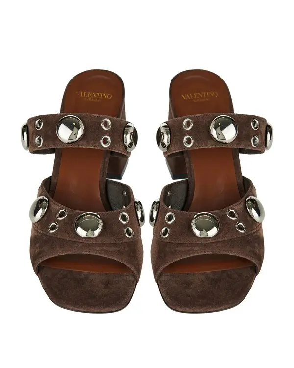 Valentino Garavani Eyelet Detail Heeled Sandals