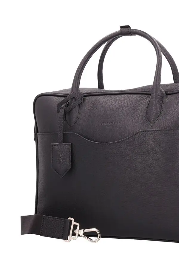 Longchamp Leather Laptop Bag With Zipper Closure