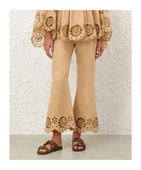 Zimmermann Awaken Embroidered Kick Flare Trousers