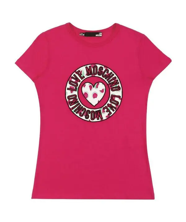 Moschino Round Neck Short Sleeve T-shirt - Pink
