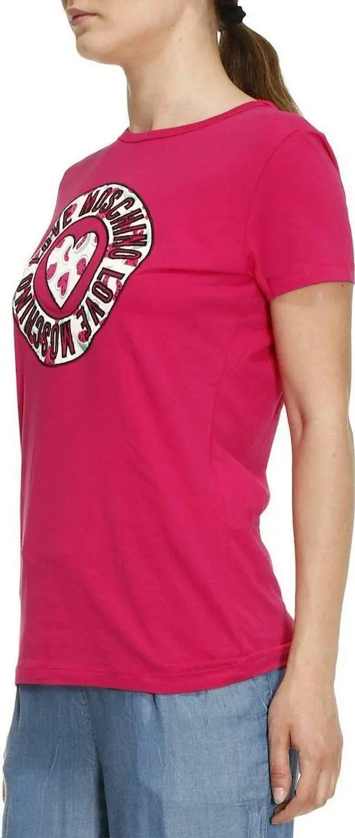 Moschino Round Neck Short Sleeve T-shirt - Pink
