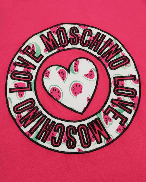 Moschino Round Neck Short Sleeve T-shirt - Pink