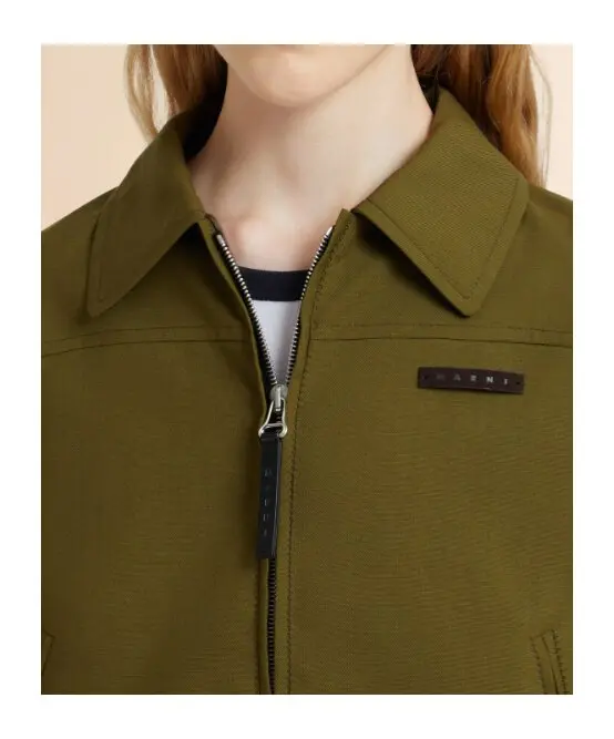 Marni Logo Patch Zipped Bomber Jacket