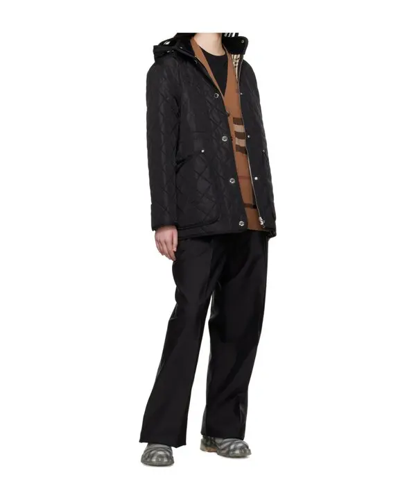 Burberry Diamond-quilted Drawstring Waist Hooded Jacket